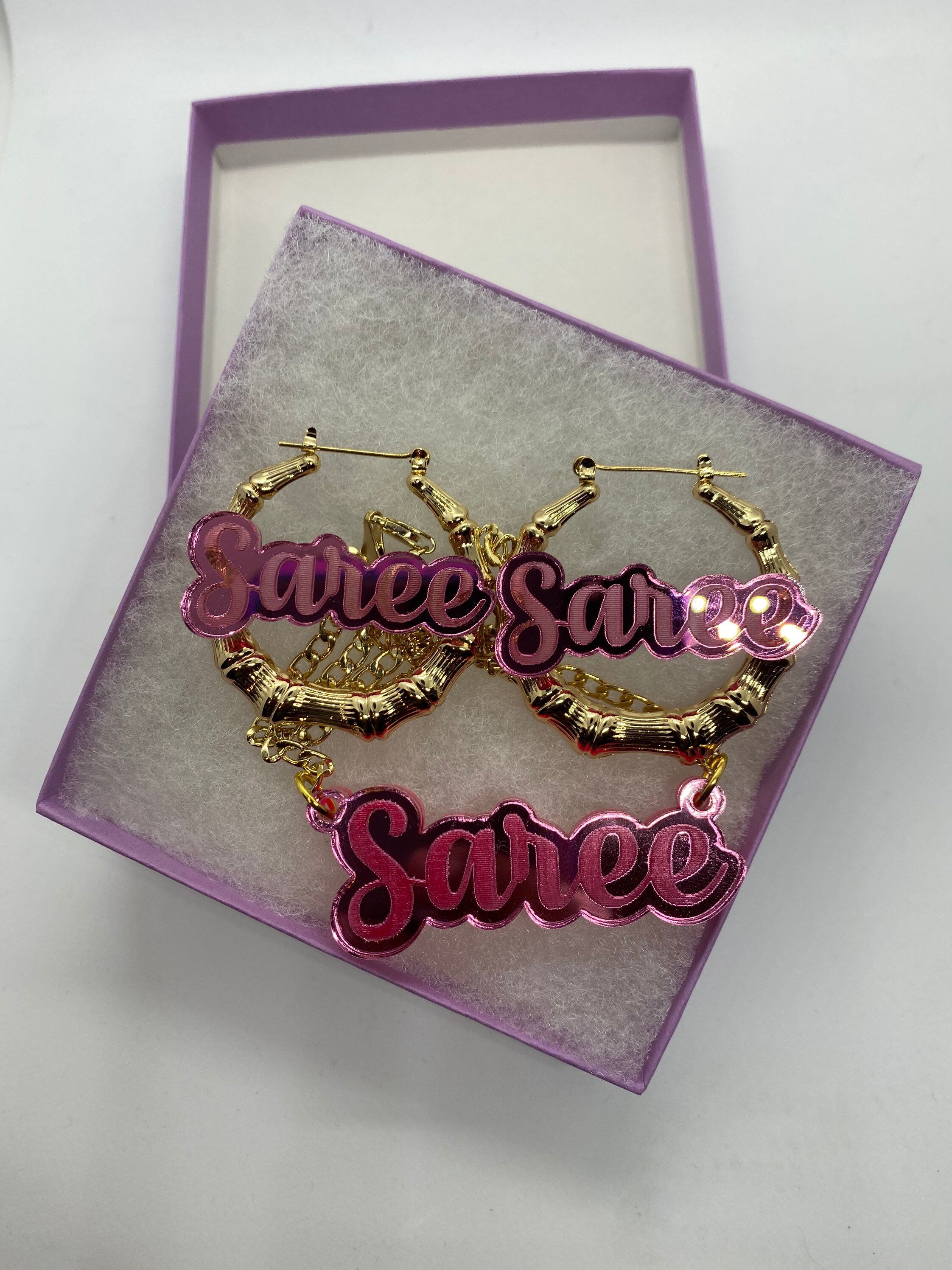 Kids Name Necklace, Name Plate Necklace, Pretty Kids Name Plate Set ...