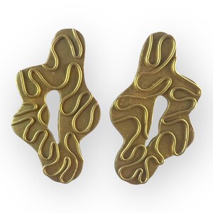 Handmade Golden Abstract Earrings – Polymer Clay Statement Jewelry ...