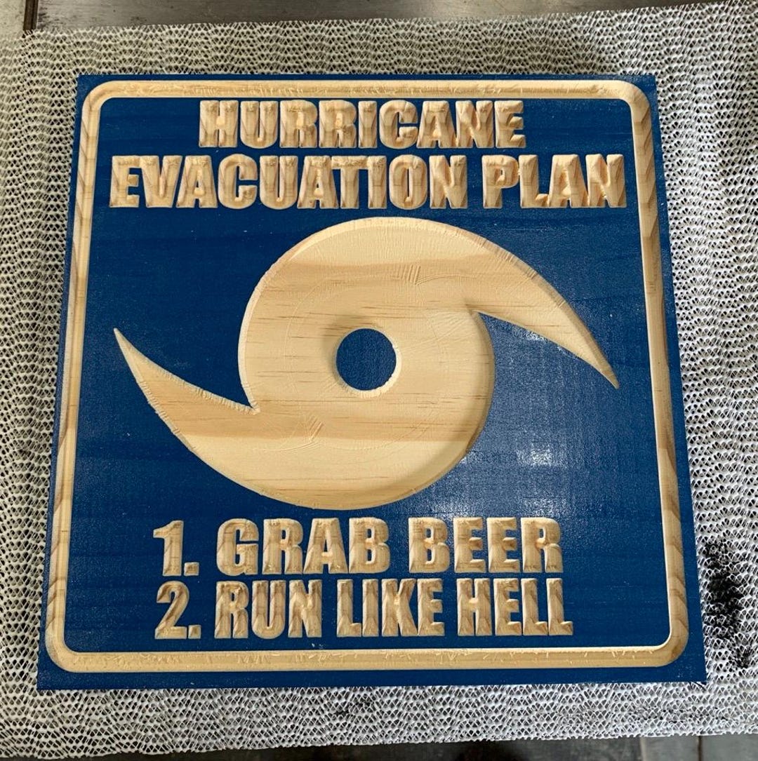 Funny Hurricane Evacuation Plan Wood Sign - Coastal Home Decor ...