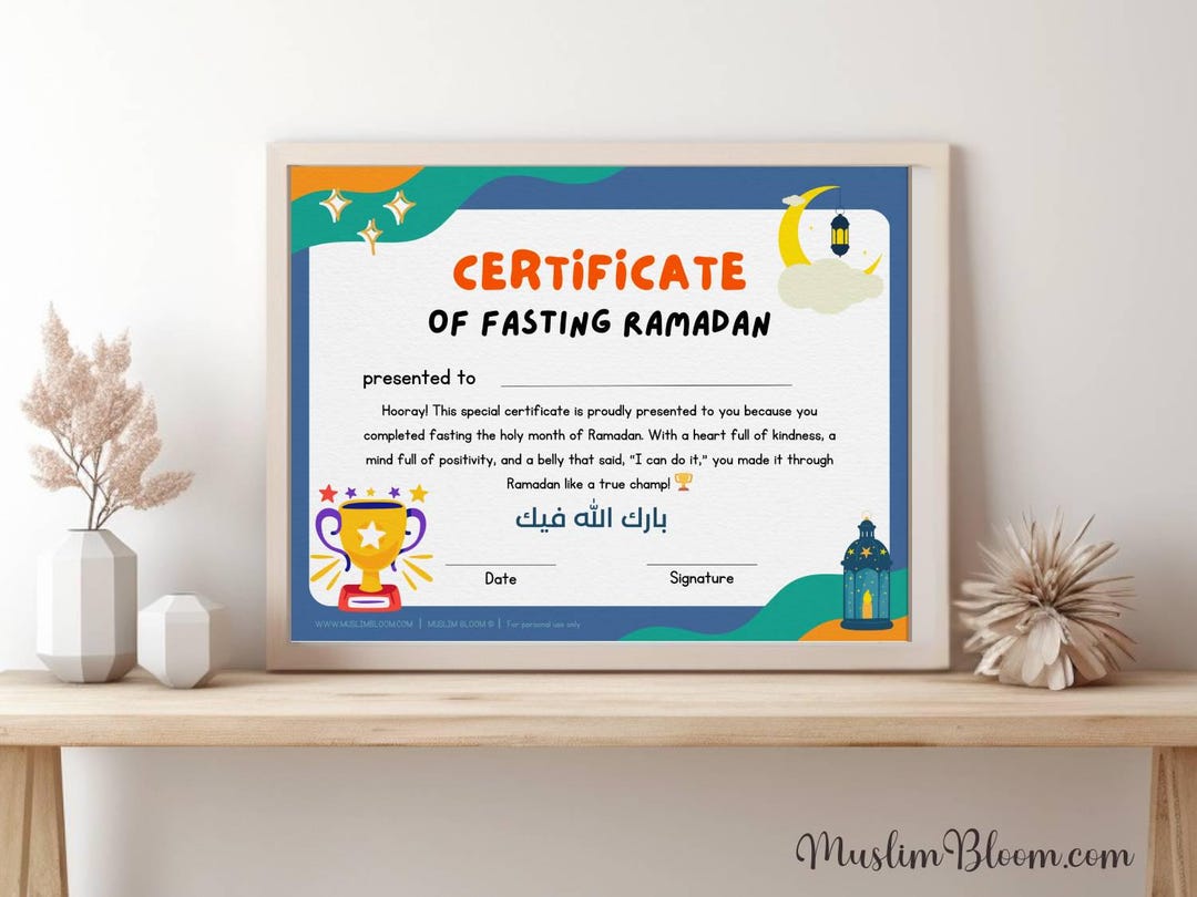 Ramadan Fasting Certificate for Kids, Ramadan Activities for Kids ...