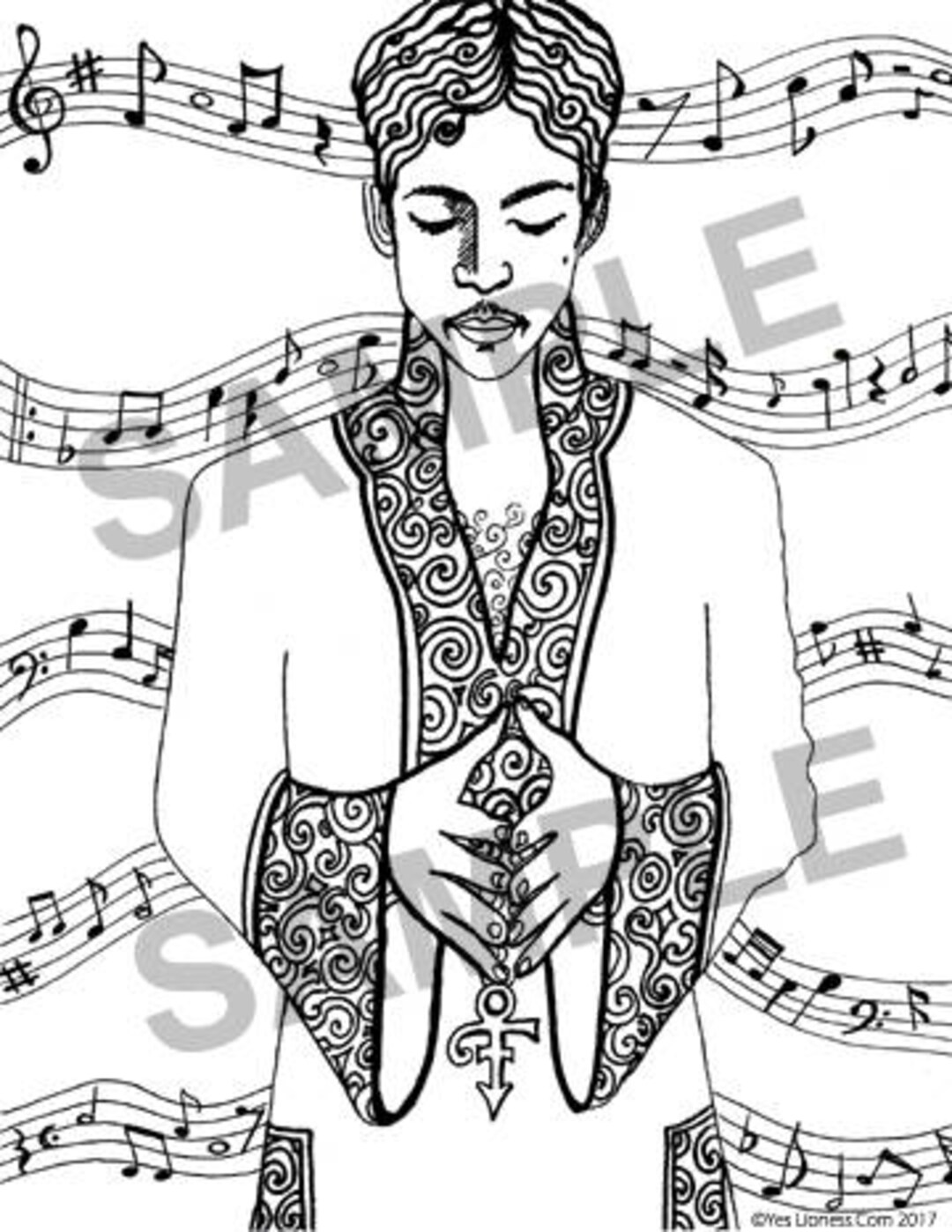 Prince Sacred Music Notes Digital Downloadable Coloring Page - Etsy