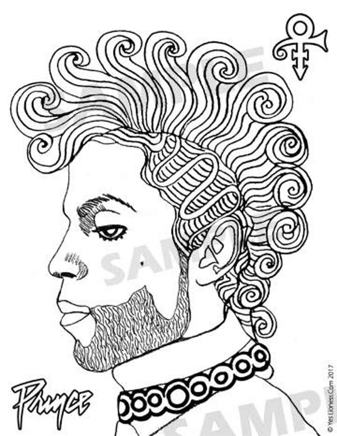 Prince Curly Mohawk Digital Downloadable Coloring Page - Etsy