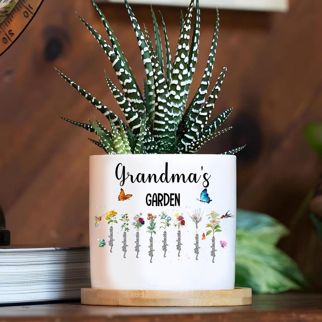 Custom Grandma's Garden Flower Plant Pot, Custom Grandkid Name Flower ...