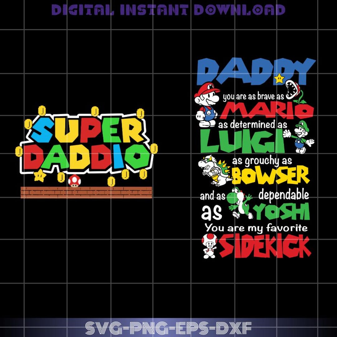 Super Daddio SVG Bundle: Mario Fathers Day Clipart (digital File) - Etsy