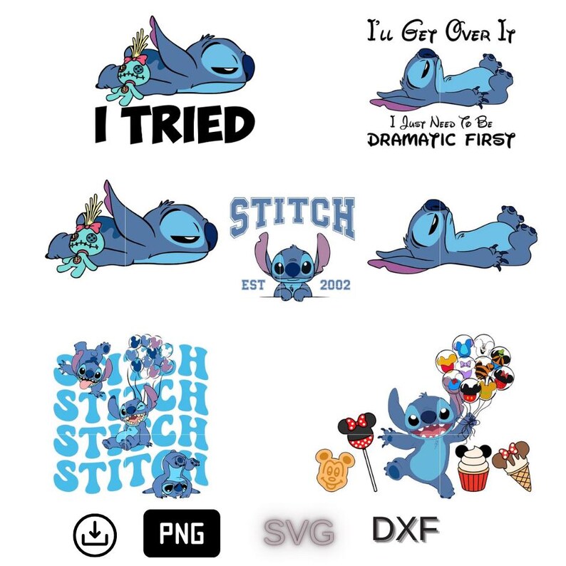 Stitch SVG Bundle: Cartoon Clipart, Cricut & Silhouette Files (digital ...