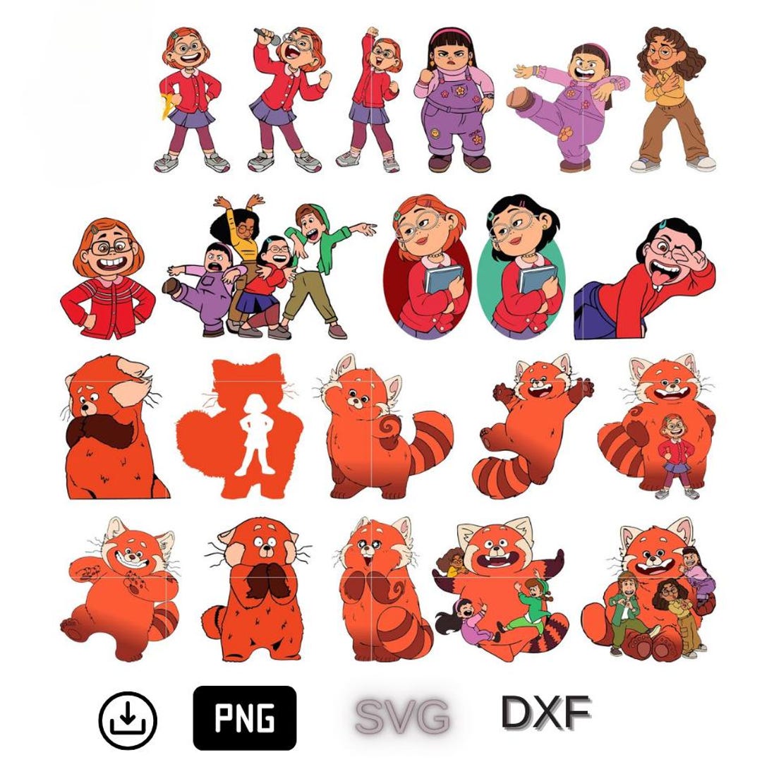 Paquete de Svg de ponerse rojo, Svg de 4 ciudades, Svg de panda rojo ...
