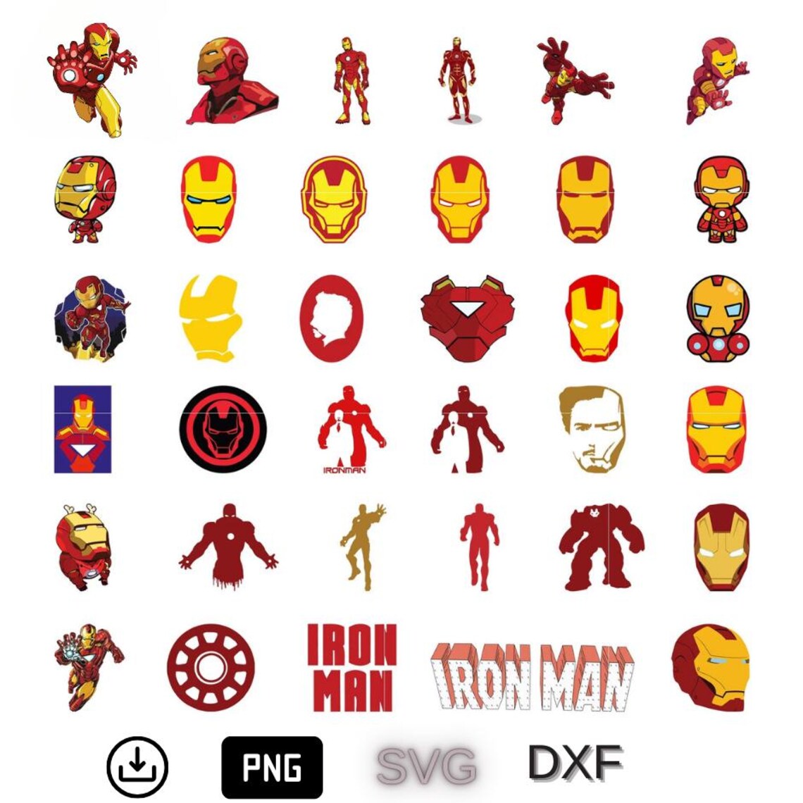 Iron Man Svg Bundle- PNG-SVG-DXF - Etsy