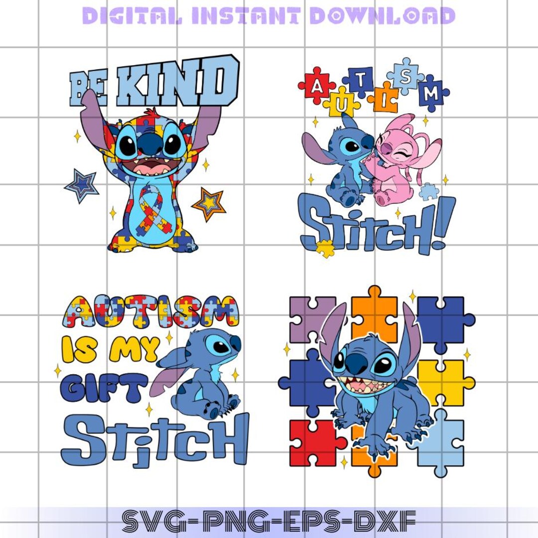 Autism Stitch Svg Bundle, Stitch Autism Printable Vector Designs ...