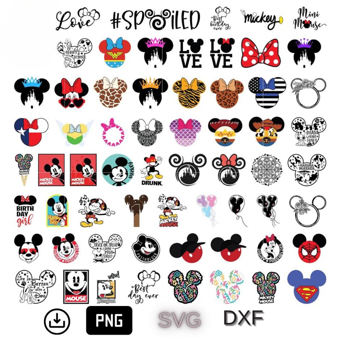 Mouse Vector SVG Bundle, Mickey and Minnie Inspired SVG Bundle, Clipart ...