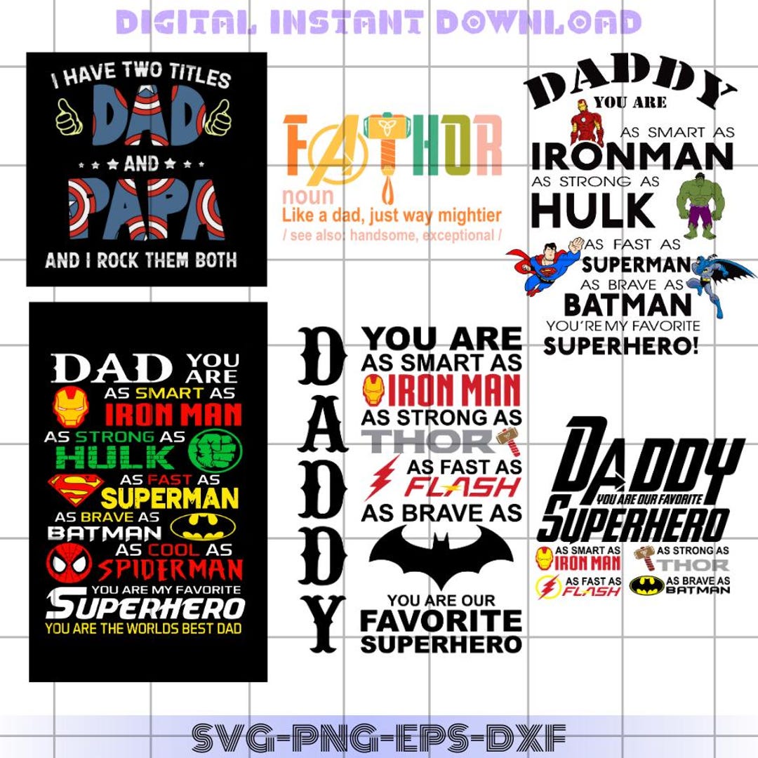 Super Hero Daddy Svg Bundle, Fathers Day Png Bundle, Dad Papa Clipart ...