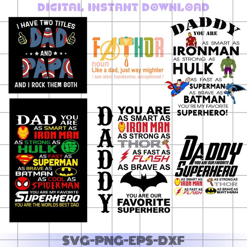 Super Hero Daddy Svg Bundle, Fathers Day Png Bundle, Dad Papa Clipart ...