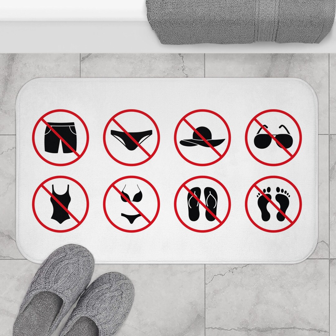 Funny No Entry Bath Mat, Non-slip Bathroom Rug, Unique Toilet Mat ...
