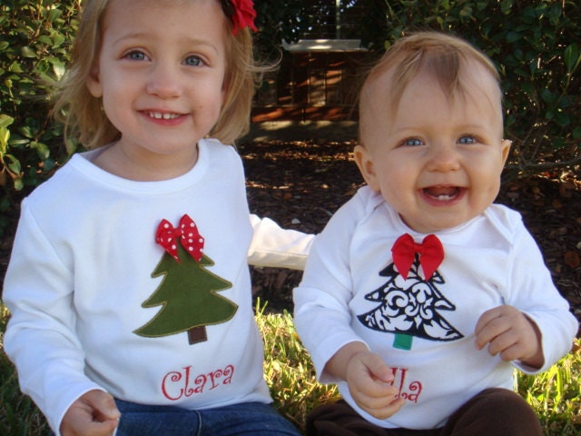 Girls Christmas Shirt Personalized Christmas Tree Bodysuit - Etsy