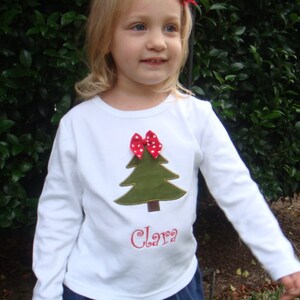 Girls Christmas Shirt Personalized Christmas Tree Bodysuit Boy or Girl ...