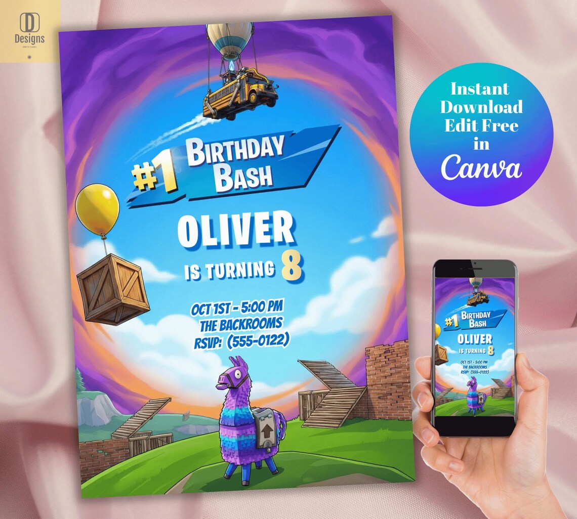 Battle Royale Birthday Invitation | Gamer Party Invite | Victory ...
