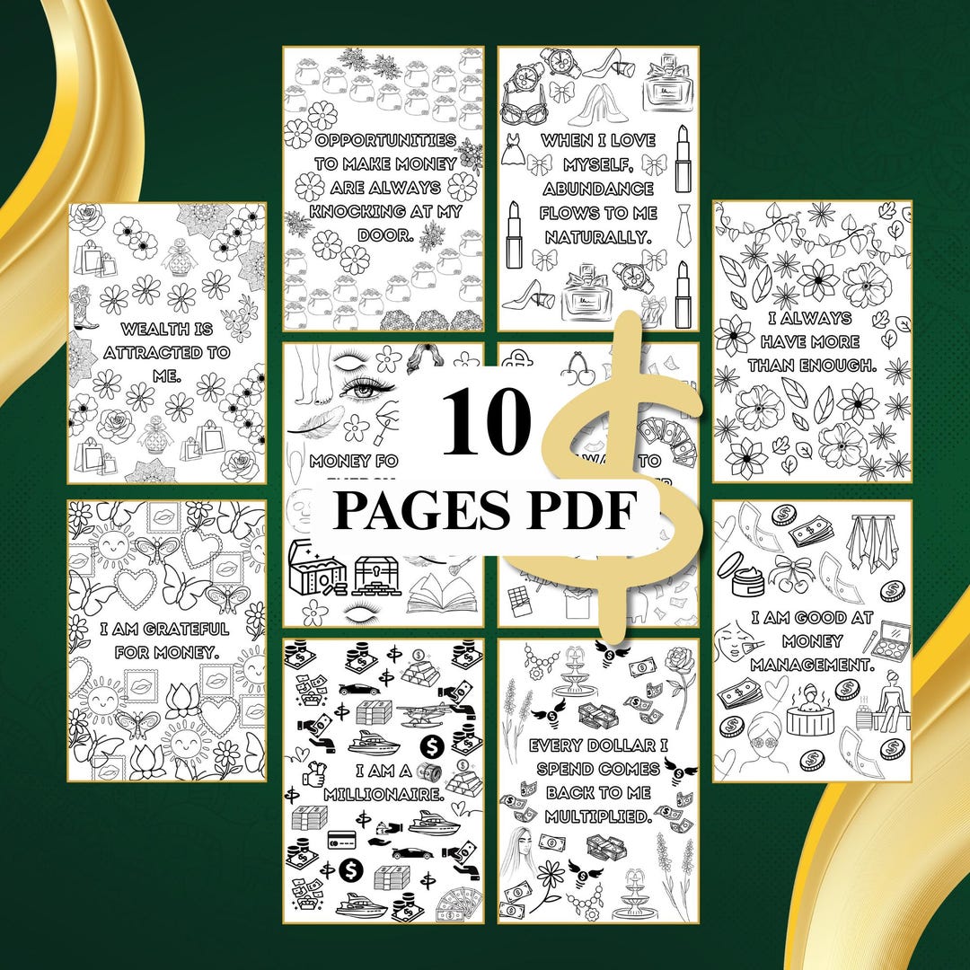 Financial Freedom Coloring Book | Money Manifestation Affirmations ...