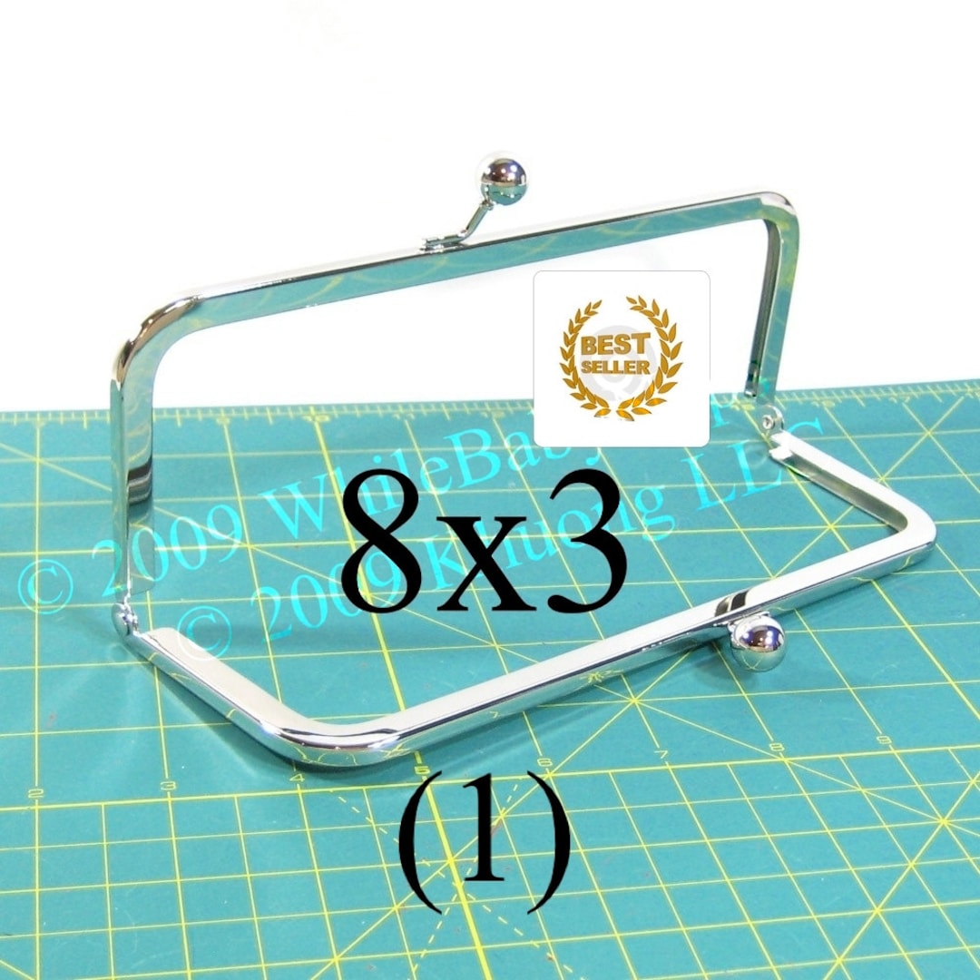 8x3 Silver Purse Frame With Kisslock Closure, Nickel Purse Frame ...