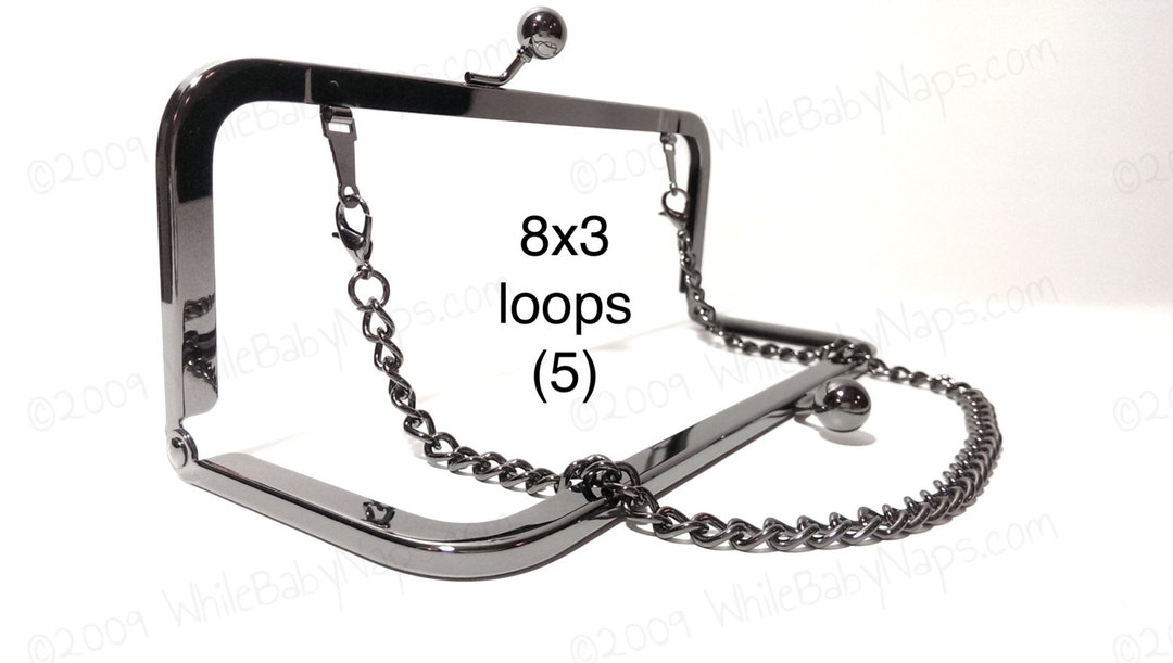 5 Duskcoat Gunmetal (TM )8x3 Clutch Purse Frames With LOOPS for ...