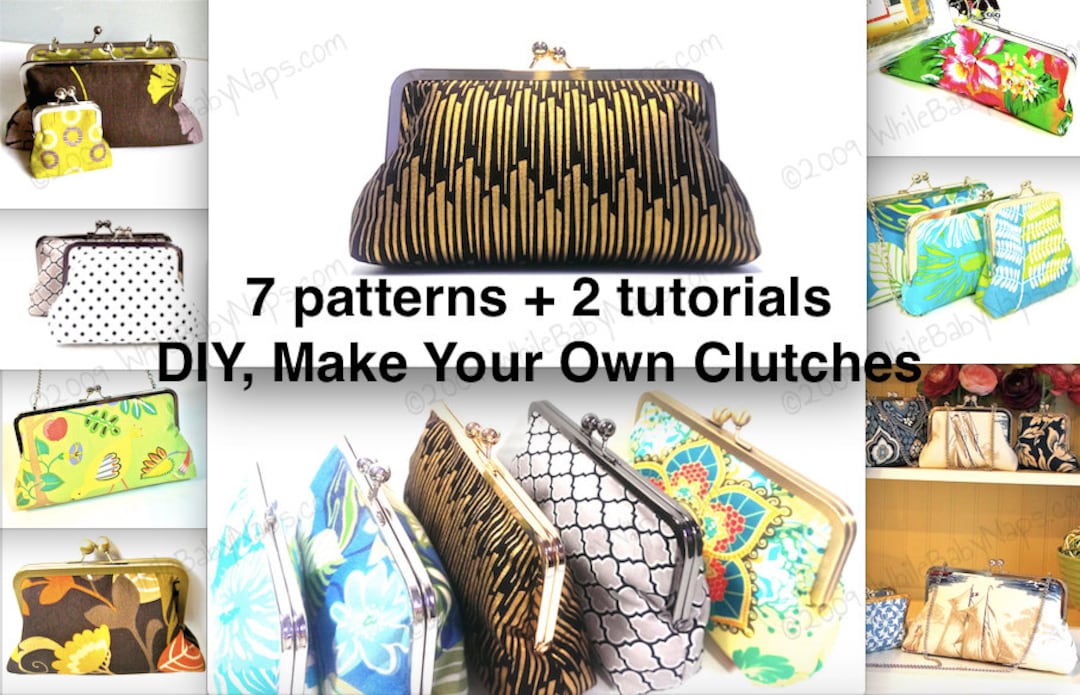 DIY Clutch PDF Tutorials Purse Making Instructions With 7 Patterns Coin ...