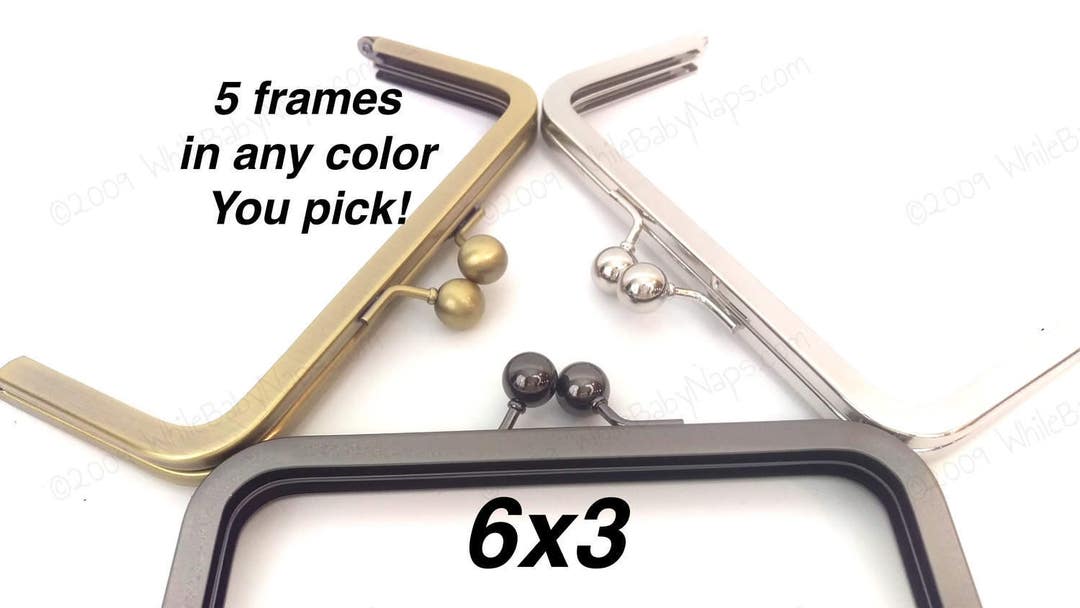 5 Frames of 6x3 Inch Purse Frames in Antique Brass, Duskcoat Gunmetal ...