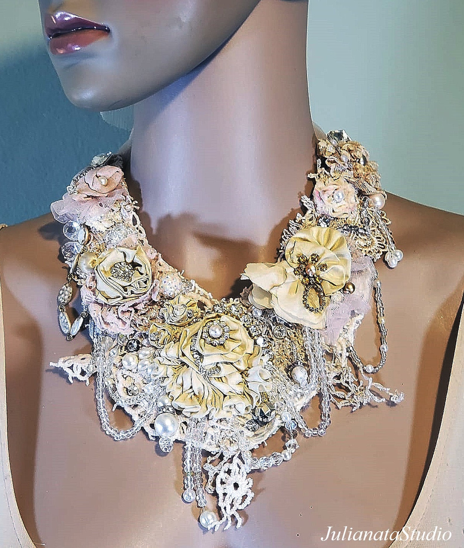 ELEGANT BOHEMIAN NECKLACE Wearable Fiber/textile Art as It's Finest ...