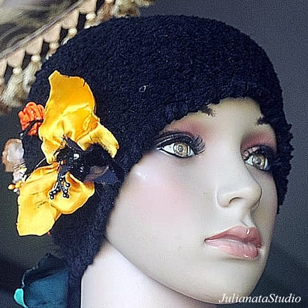 BONNET AS ARTFORM - Wearable Fiber Art Headpiece, La Belle Epoque ...