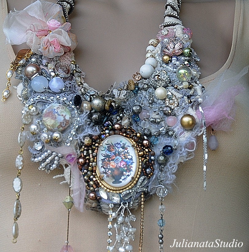 ELEGANT BOHEMIAN NECKLACE Wearable Fiber/textile Art as It's Finest ...