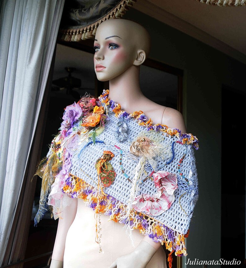 ELEGANT BOHO CAPE Wearable Fiber Art as It's Finest, Richly Embellished ...