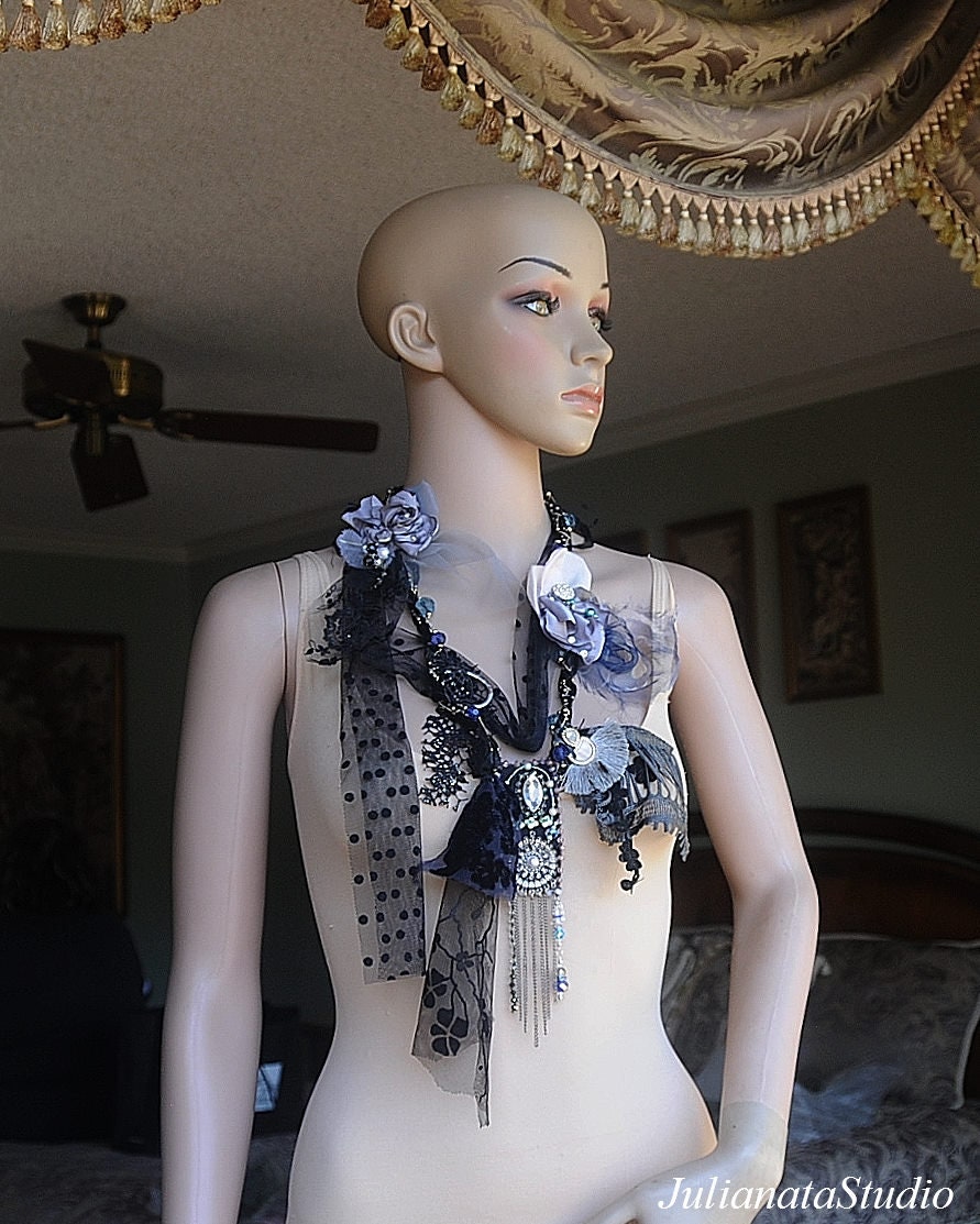 ELEGANT BOHEMIAN NECKLACE Wearable Fiber/textile Art as - Etsy