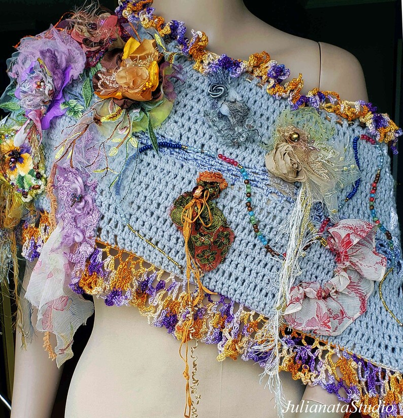 ELEGANT BOHO CAPE Wearable Fiber Art as It's Finest, Richly Embellished ...