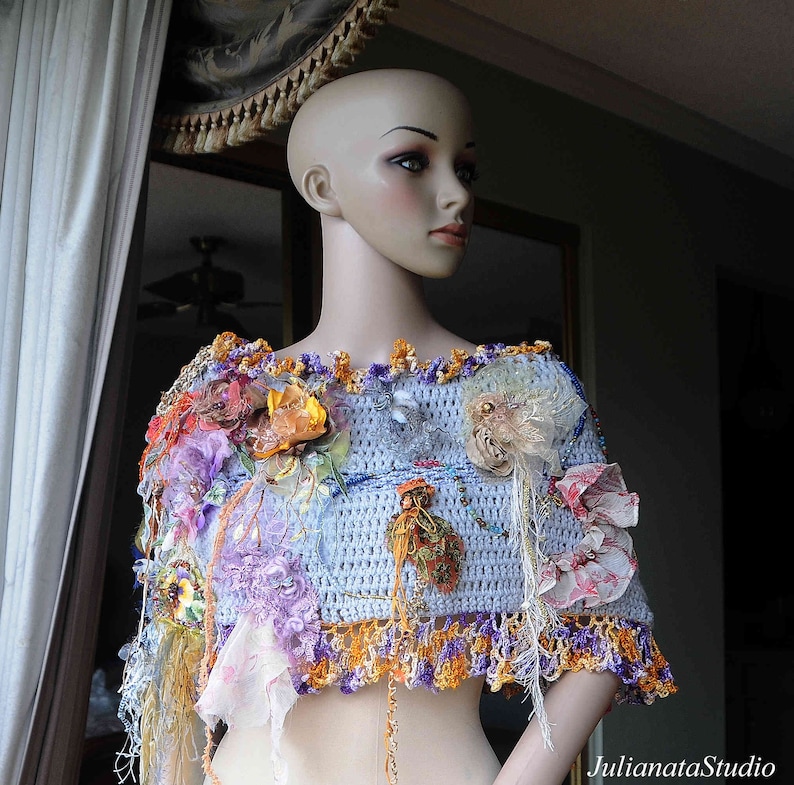 ELEGANT BOHO CAPE Wearable Fiber Art as It's Finest, Richly Embellished ...
