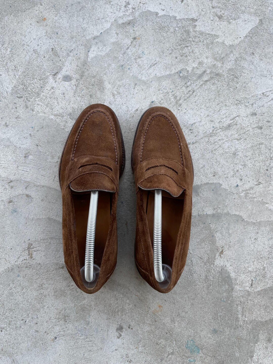 Vintage Loake Shoemakers Made in England Eton Brown Suede Penny Loafers ...