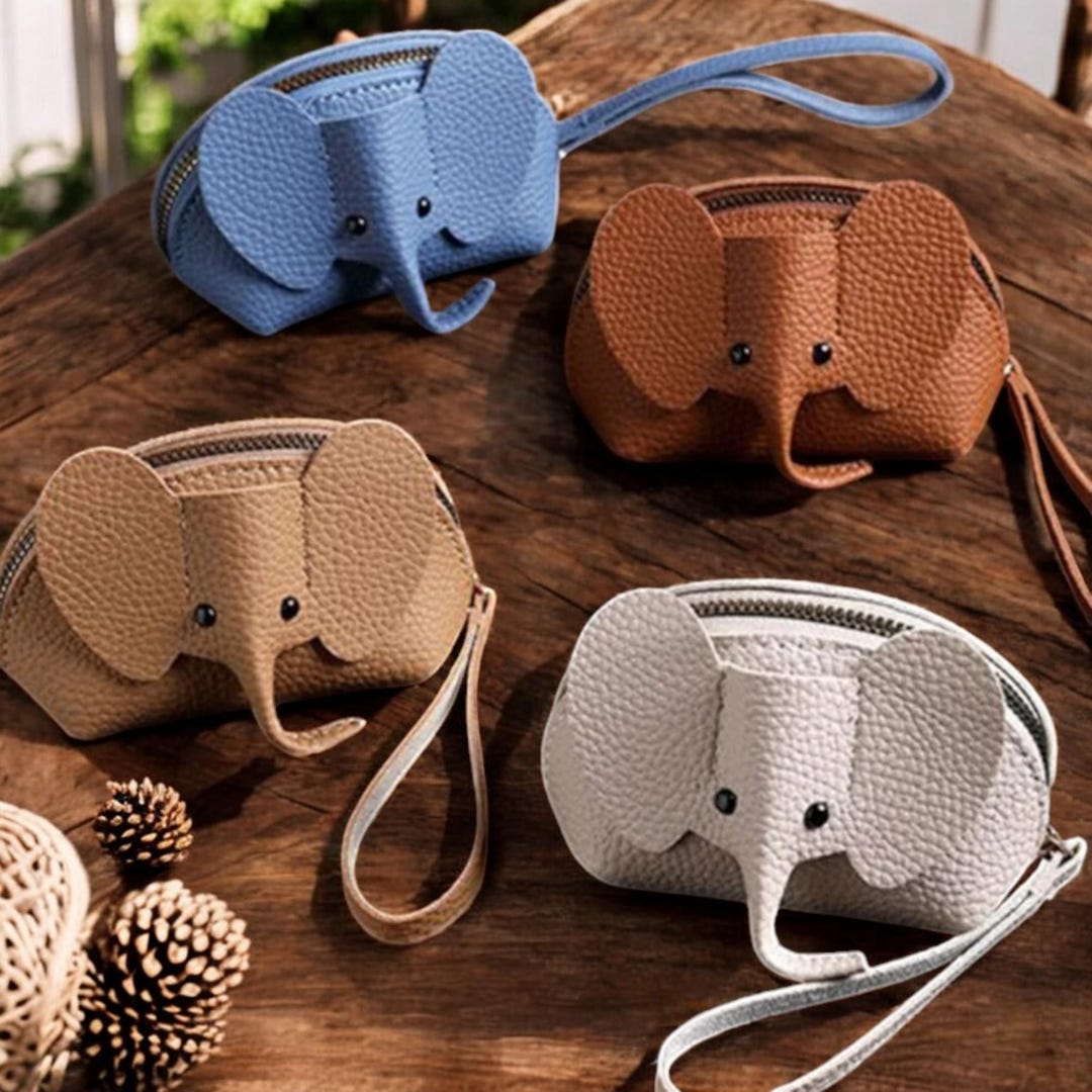 PU Leather Funny Coin Purse | Cute Elephant Money Pouch With Zipper ...