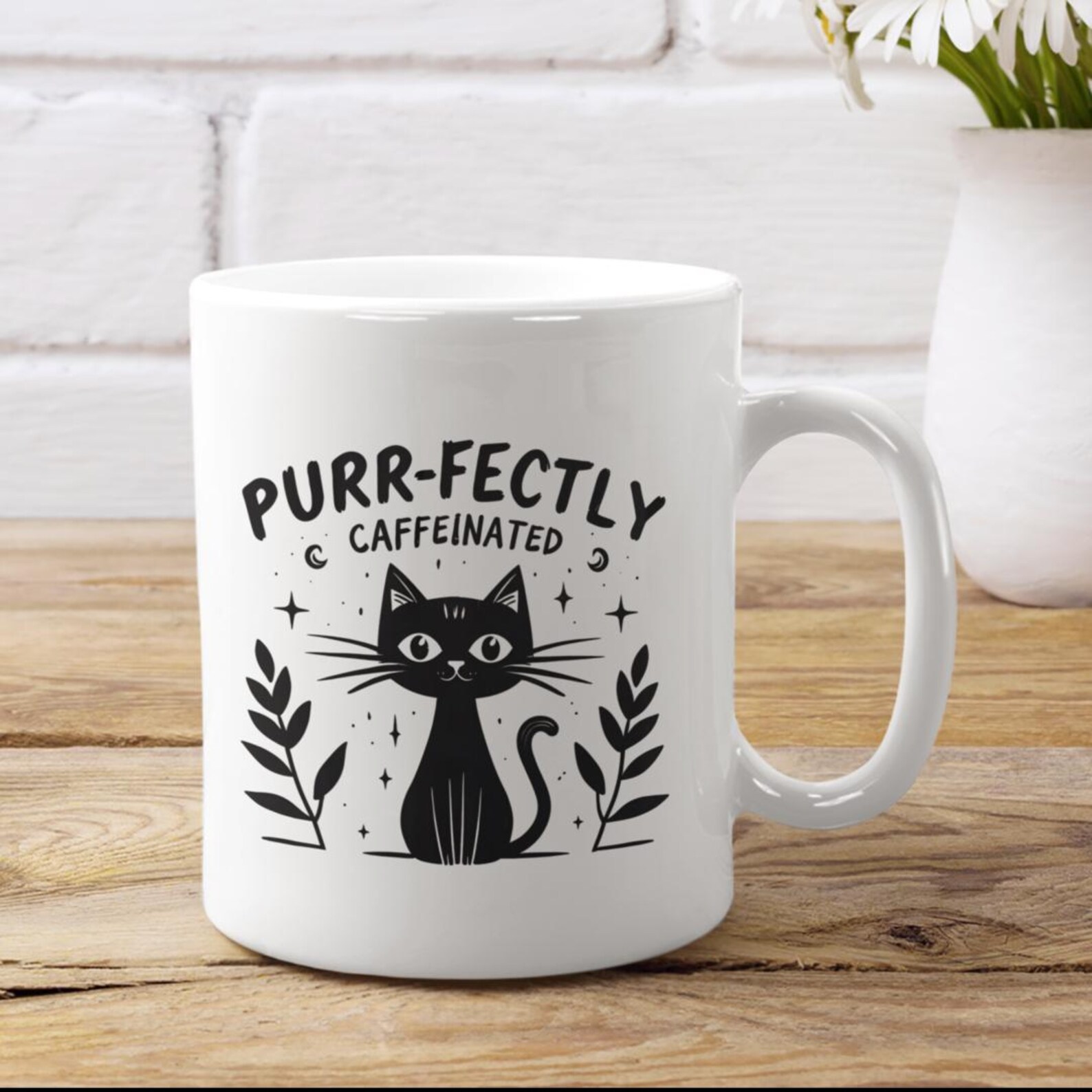Purr-fectly Caffeinated Cat Mug Design Cat Clipart Digital Download ...