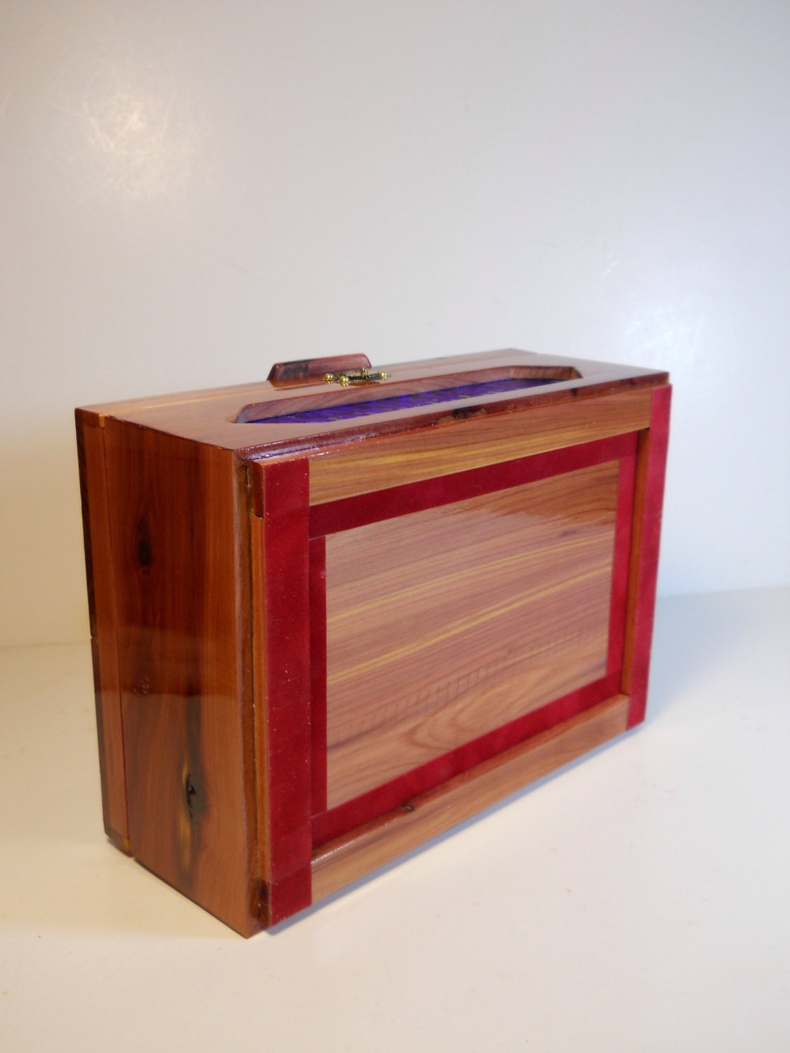 Cedar Holy Bible Box With Aromatic Interior and Stained Glass. Hand ...