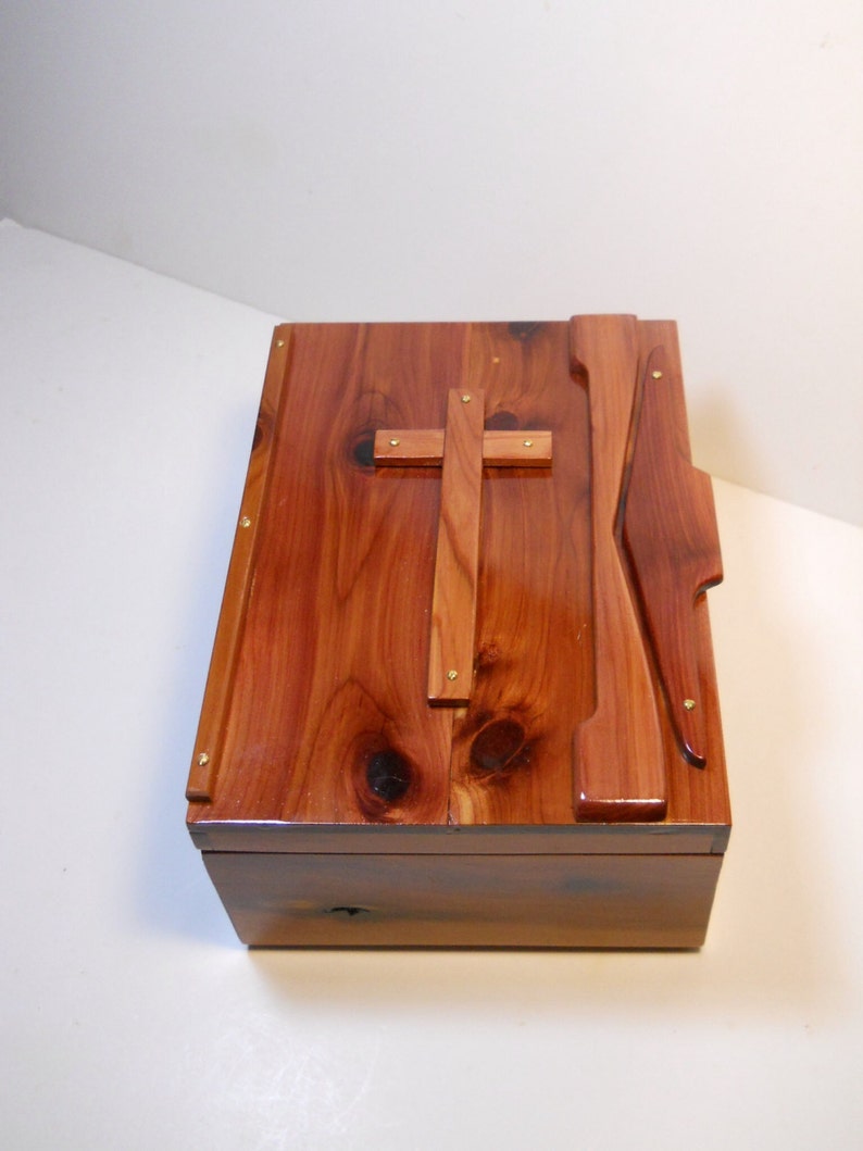 Cedar Holy Bible Box With Aromatic Interior and Stained Glass. Hand ...