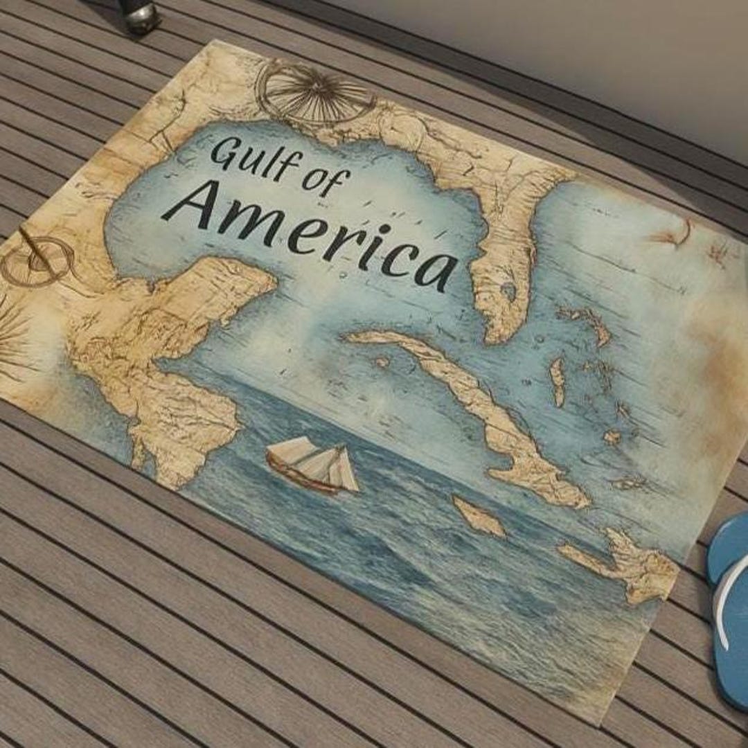 Vintage Nautical Map Floor Mat Gulf of America Rug Non Slip Rubber ...