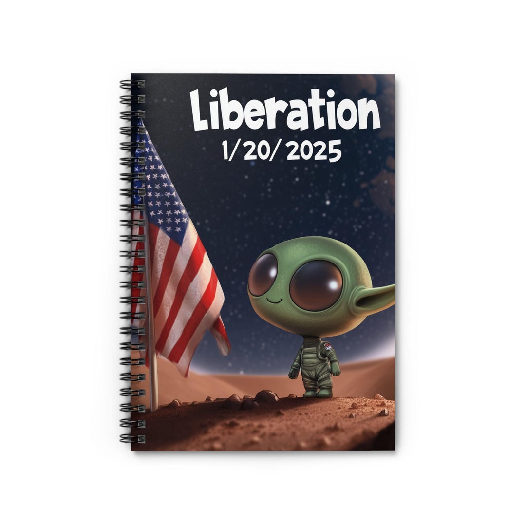 Alien Liberation Spiral Notebook, Cute Alien Journal, Cosmic Themed ...