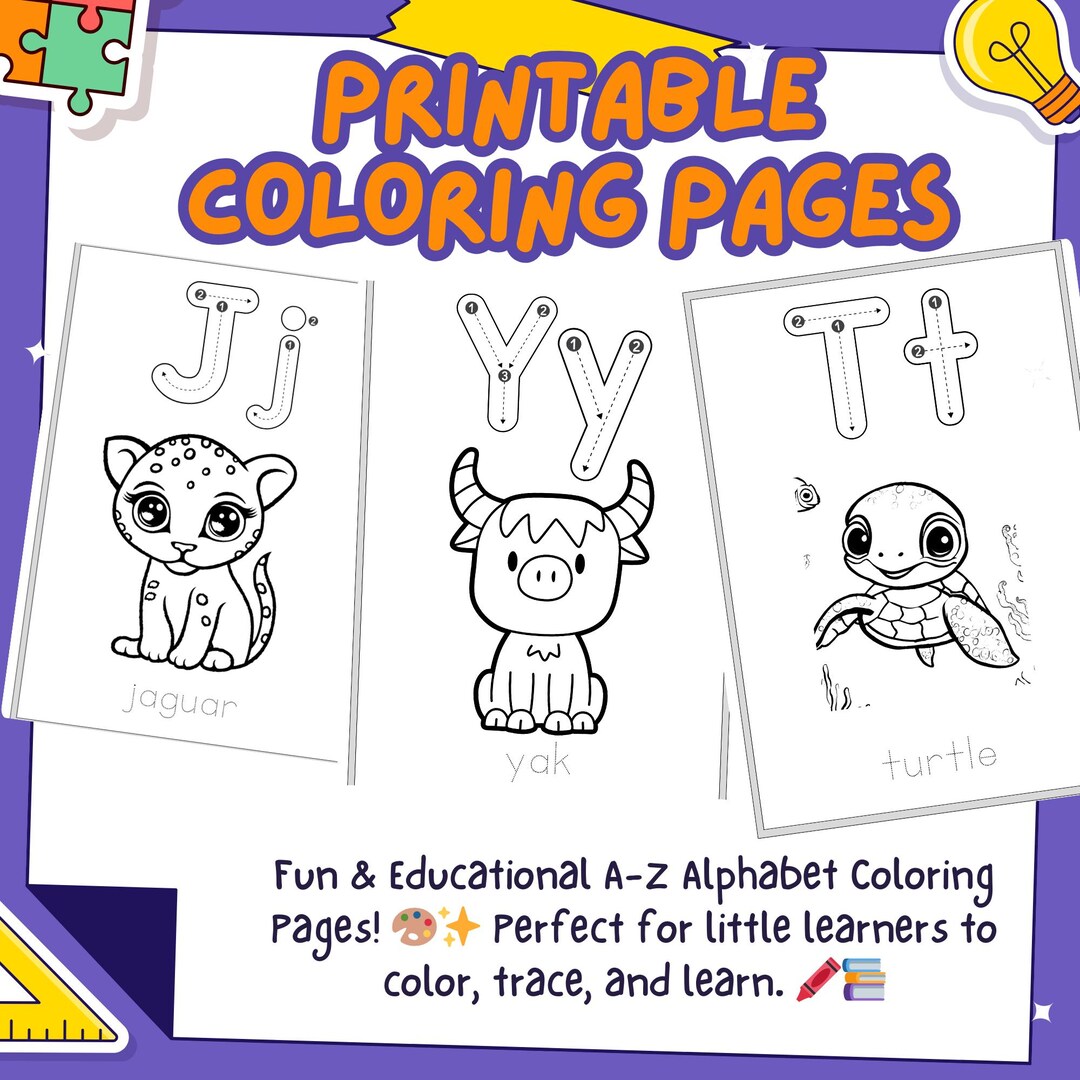 Animal Alphabet Coloring Book for Kids A to Z Printable Activity ...