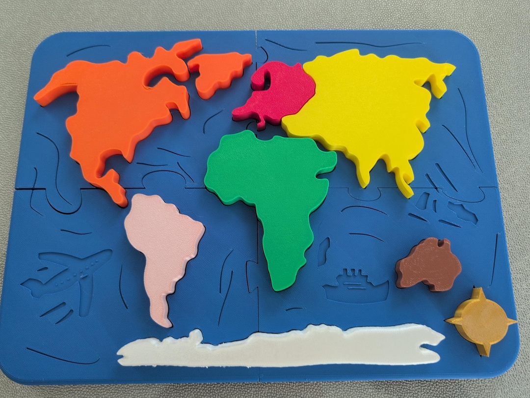 Montessori World Map Puzzle - Etsy