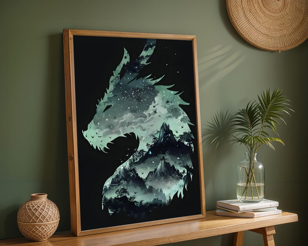 Mystical Wall Decor, Fantasy Artwork, Dragon Wall Art, Adventure Print ...