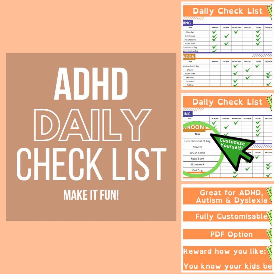 Daily Routine Checklist for Kids With ADHD, Autism or Dyslexia | Visual ...
