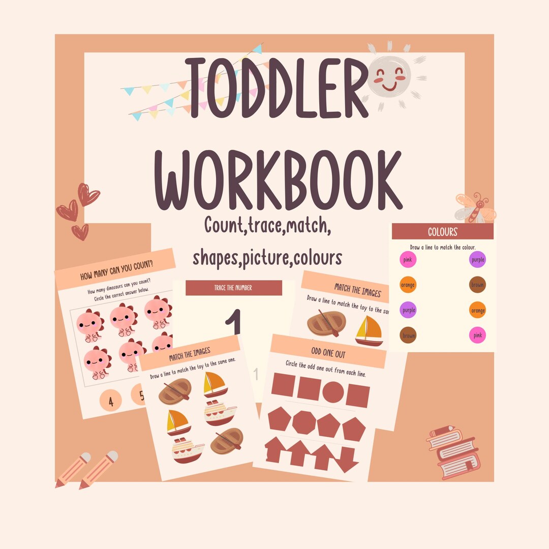Toddler Worksheets Mega Pack | Count, Trace & Match | Numbers, Letters ...