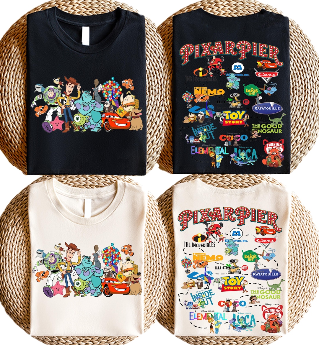 Pixar-themed Graphic T-shirt, Disney Character Tee, Unisex Retro ...
