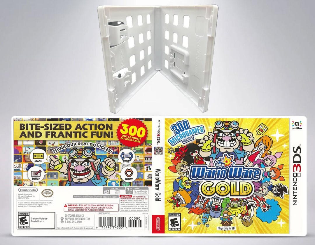 Warioware Gold 3DS Replacement Slip Cover Art Insert + Cartridge Box ...