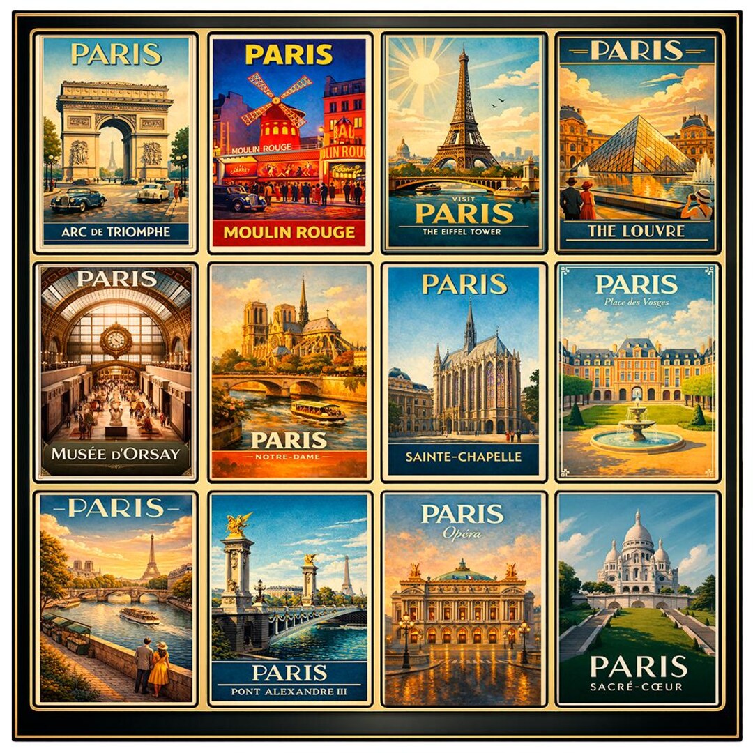 Paris Poster, France City Wall Art, Eiffel Tower Print, Vintage Travel ...