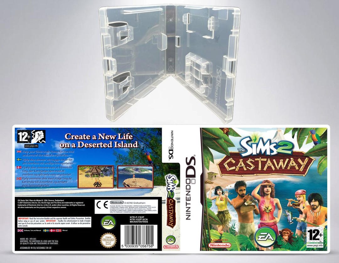 Sims 2 Castaway DS Replacement Slip Cover Art Insert + Cartridge Box ...