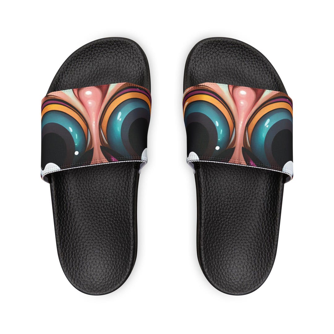 Cartoon Eyes Men's Sandals, Funny Strappy Beach Shoes, Novelty Flip ...