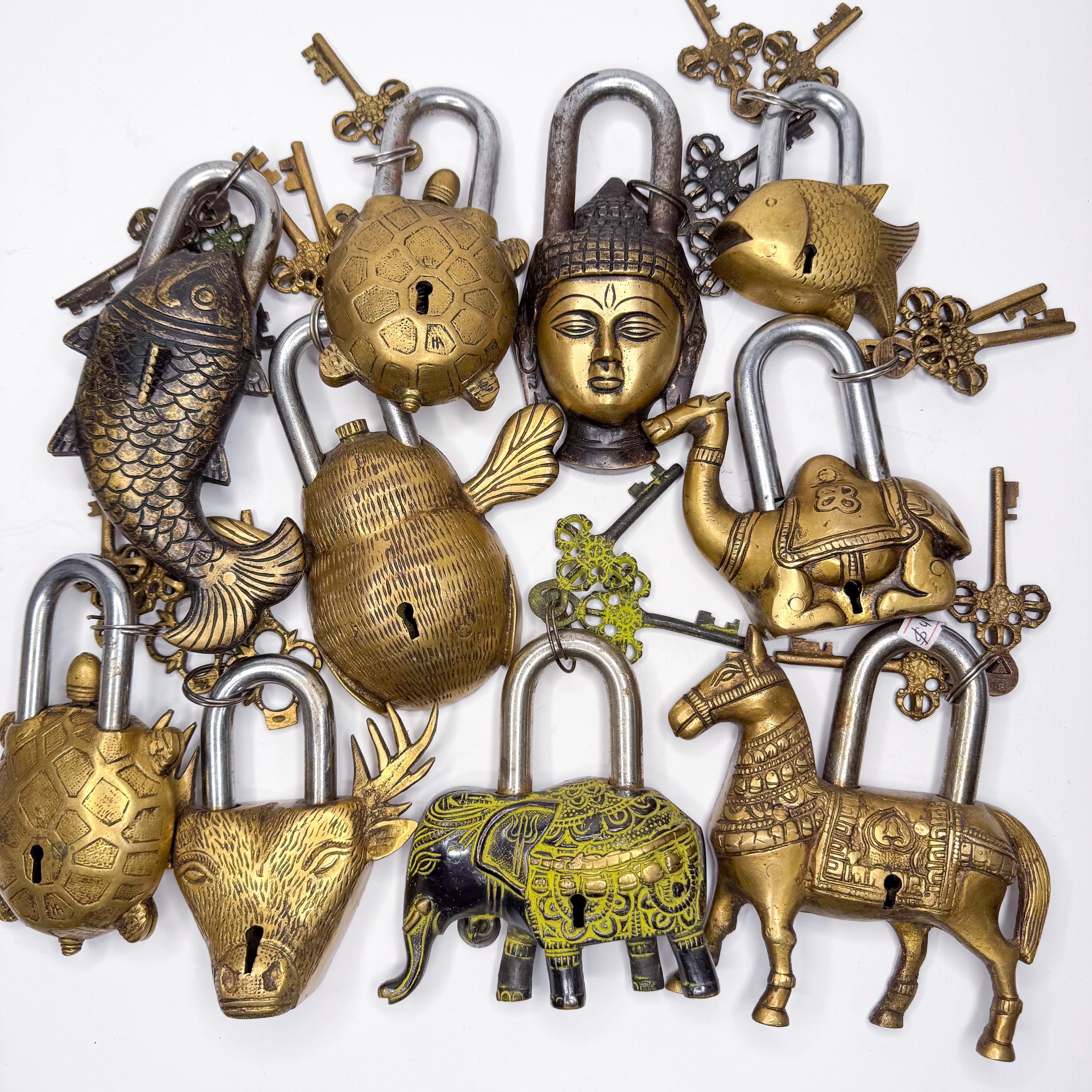 Handmade Brass Padlocks With Vintage Treasure Keys - Antique Style ...