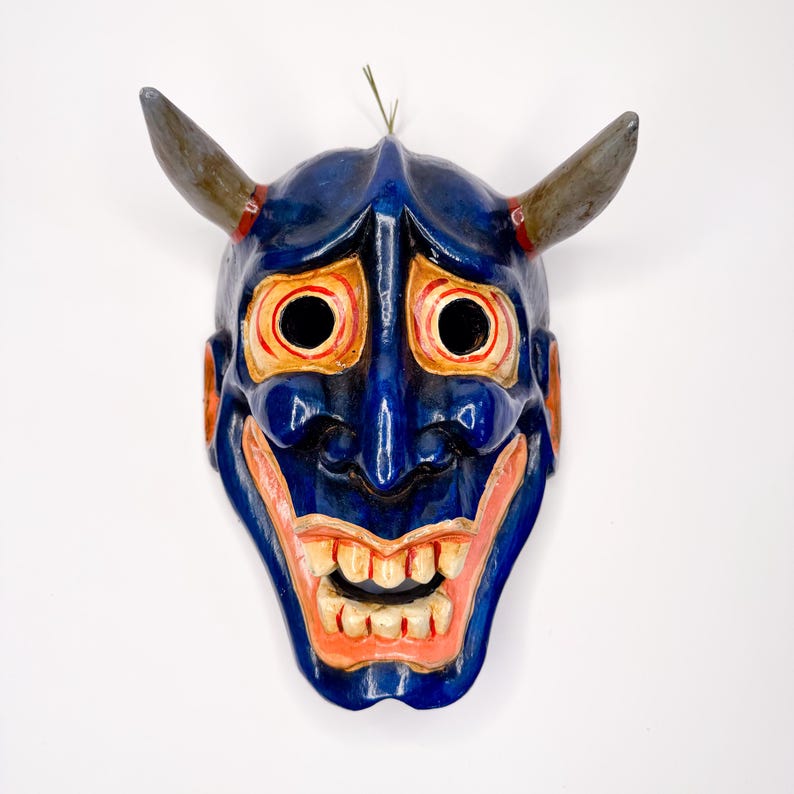 Handcrafted Horned Mask From Nepal - Single Piece Wood Carving - Etsy